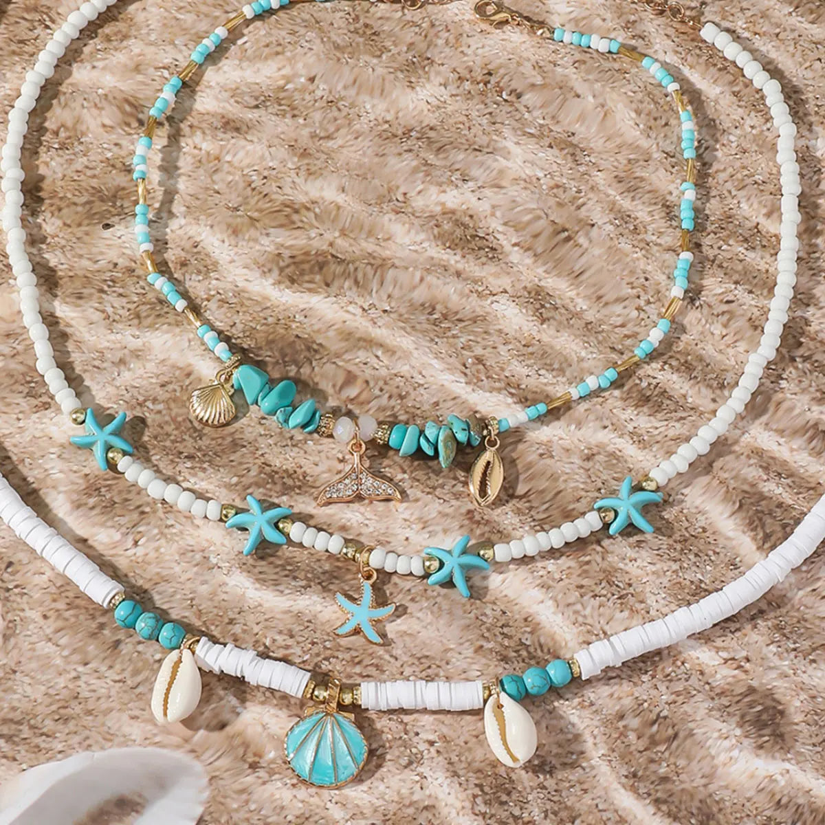 Bohemain Vintage Shell Starfish Multi Layered Necklace for Women Ethnic ...